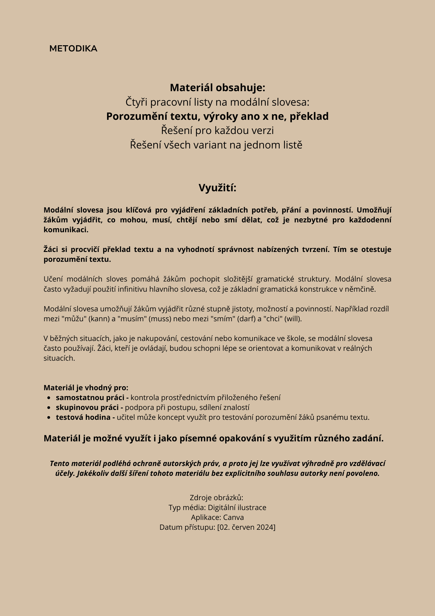 Modalverben Leseverstehen Modální slovesa Porozumění textu - Německý jazyk | UčiteléUčitelům.cz